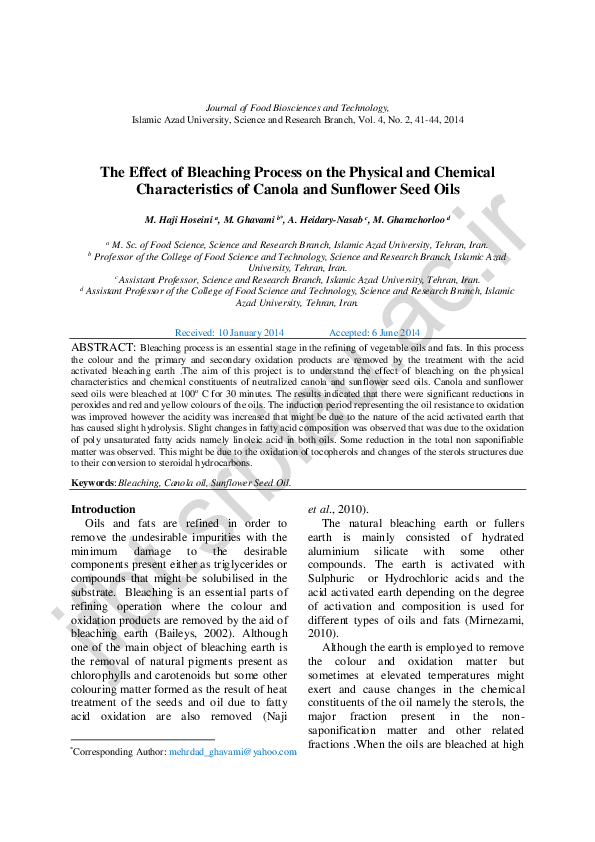 (PDF) The Effect of Bleaching Process on the Physical and Chemical ...