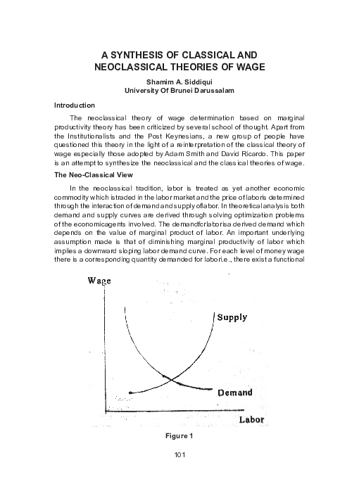 (PDF) A Synthesis of Classical and Neoclassical Theories of Wage