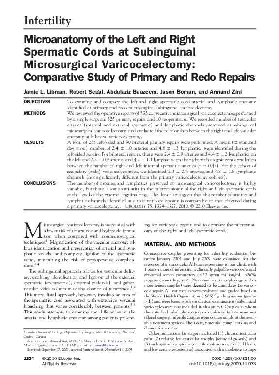 (PDF) Microanatomy of the Left and Right Spermatic Cords at Subinguinal ...