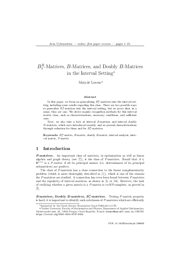 (PDF) B^R_π-Matrices, B-Matrices, and Doubly B-Matrices in the Interval ...