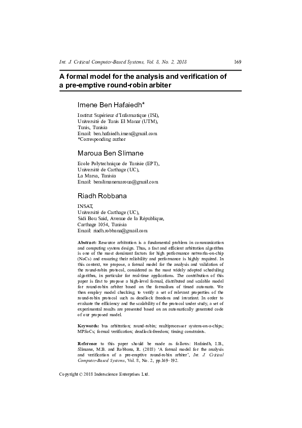 (PDF) A formal model for the analysis and verification of a pre-emptive ...