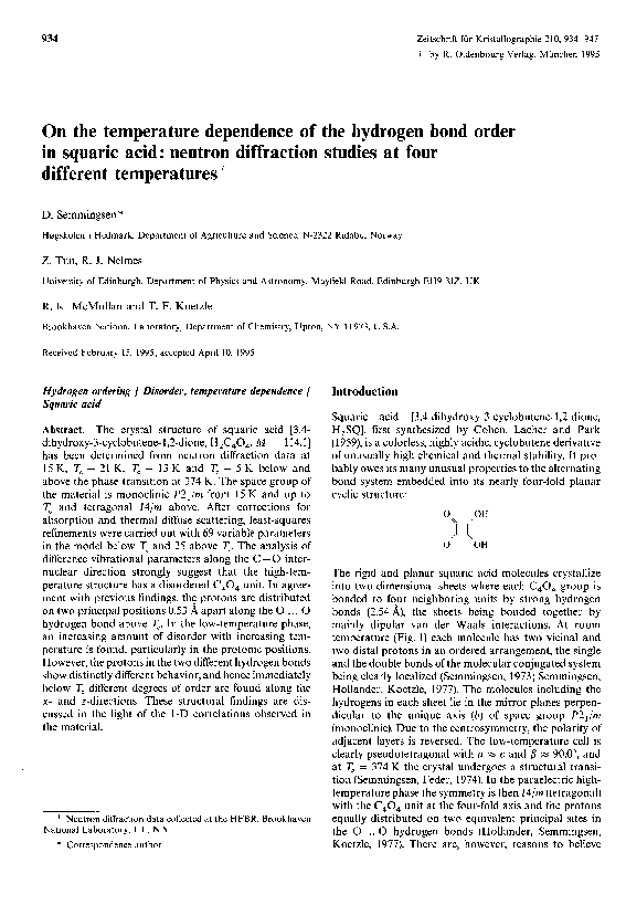 (PDF) On the temperature dependence of the hydrogen bond order in ...