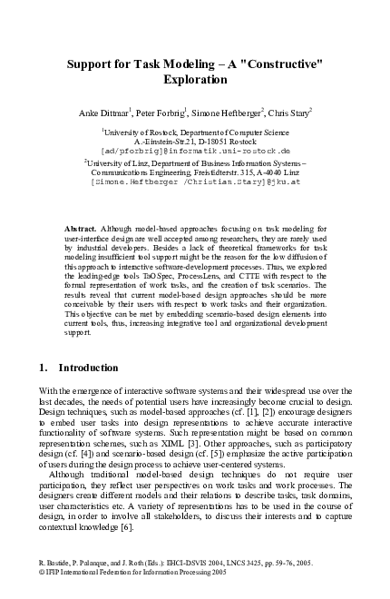 (PDF) Support for Task Modeling – A ”Constructive” Exploration
