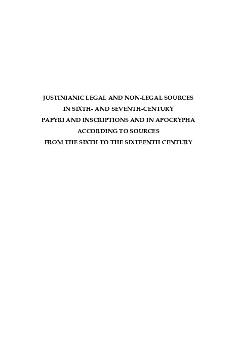 (PDF) Justinianic Legal and Non Legal