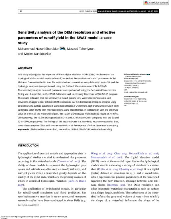 (PDF) Sensitivity analysis of the DEM resolution and effective parameters of runoff yield in the ...