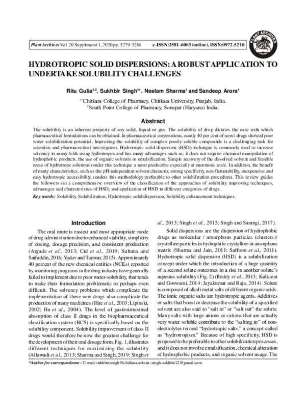 (PDF) Hydrotropic Solid Dispersions: A Robust Application to Undertake ...