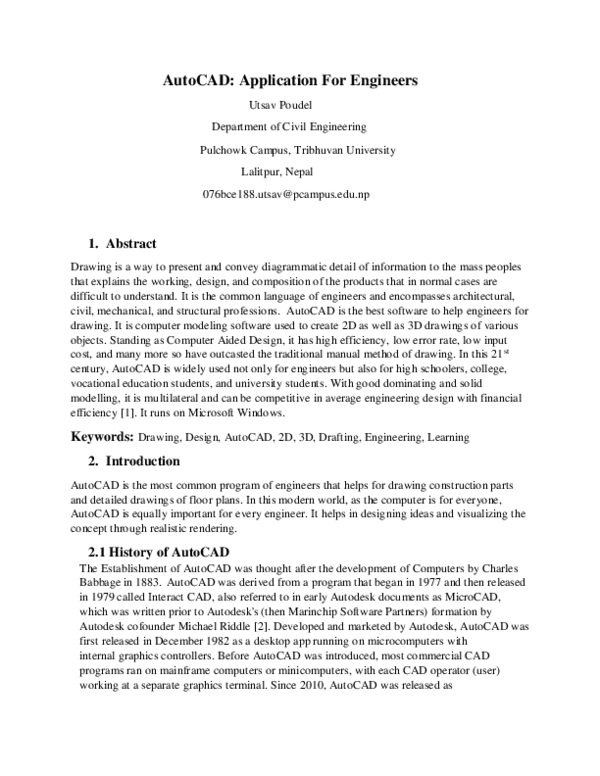 (PDF) AutoCAD: Application For Engineers