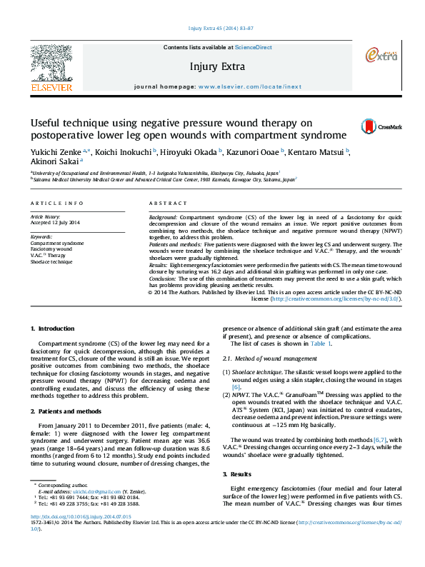 (PDF) Useful technique using negative pressure wound therapy on ...