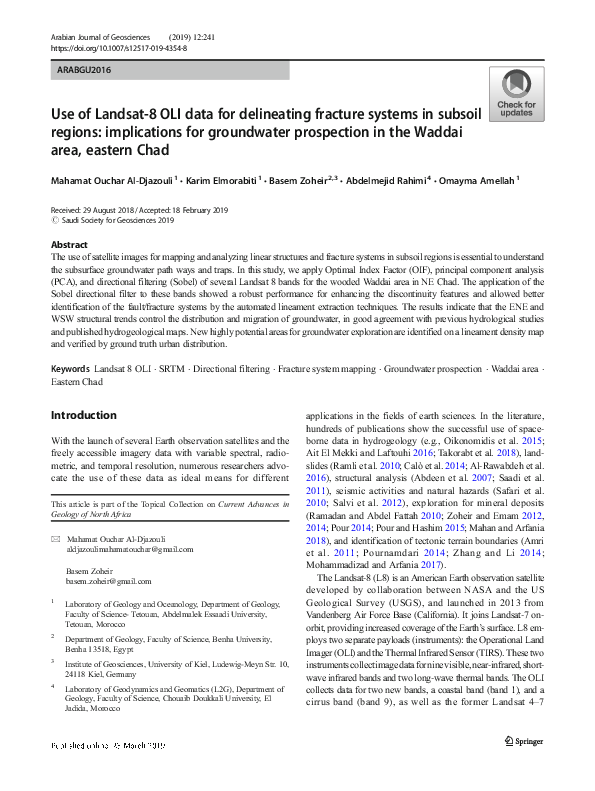 Pdf Use Of Landsat 8 Oli Data For Delineating Fracture Systems In
