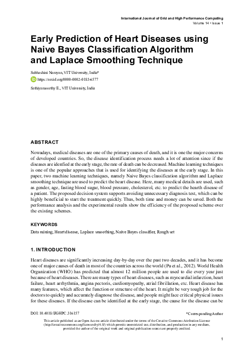 (PDF) Early Prediction of Heart Diseases using Naive Bayes Classification Algorithm and Laplace ...