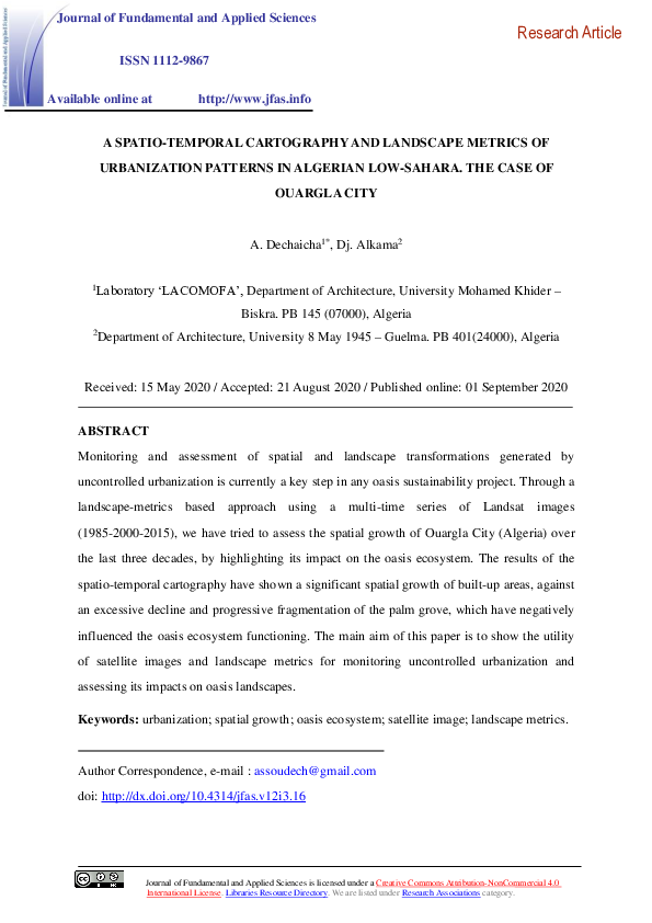 (PDF) A Spatio-Temporal Cartography and Landscape Metrics of ...