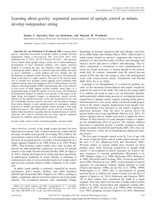 (PDF) Learning about gravity: segmental assessment of upright control ...