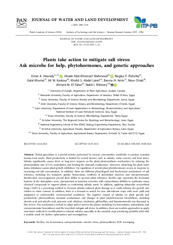 (PDF) Plants take action to mitigate salt stress: Ask microbe for help, phytohormones, and ...