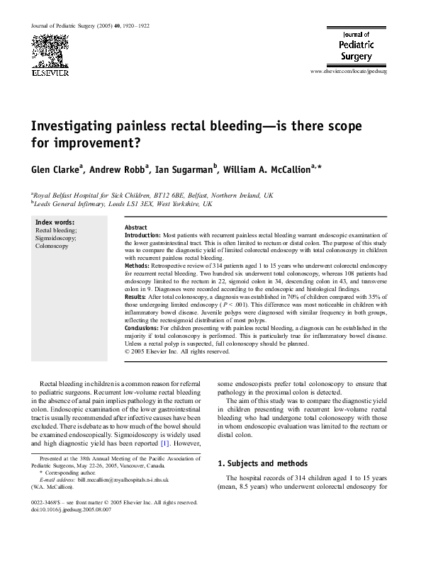 (PDF) Investigating painless rectal bleeding—is there scope for improvement?