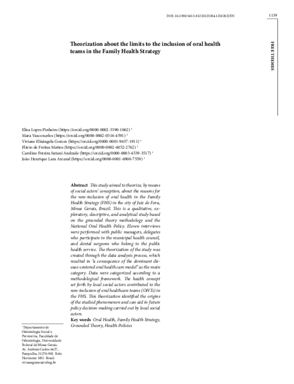 (PDF) Theorization about the limits to the inclusion of oral health ...