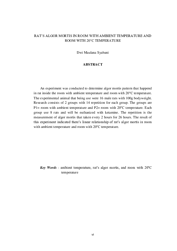 (PDF) Rat’s Algor Mortis in Room with Ambient Temperature and Room with ...