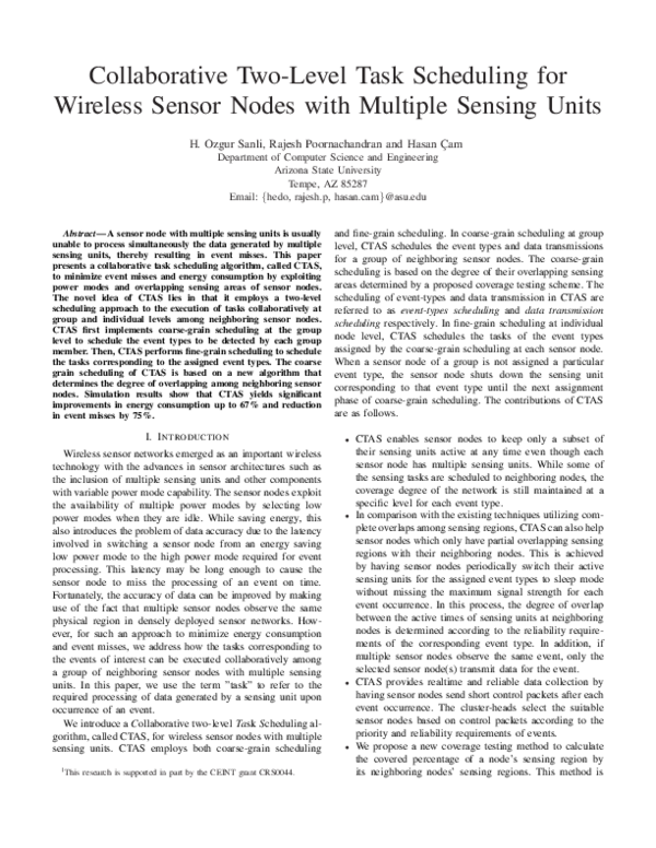 Pdf Collaborative Two Level Task Scheduling For Wireless Sensor Nodes