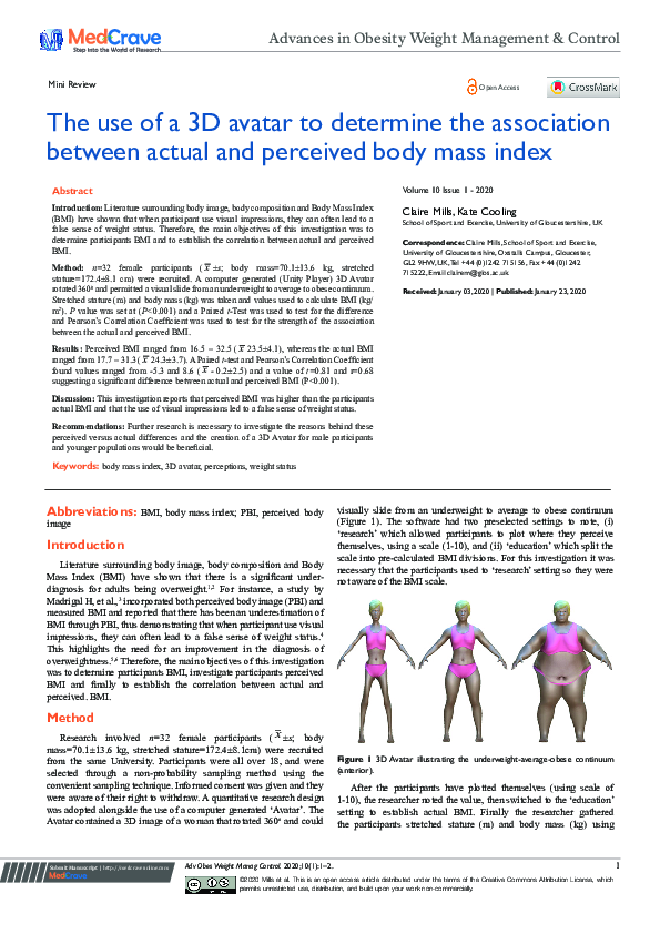 (PDF) The use of a 3D avatar to determine the association between ...