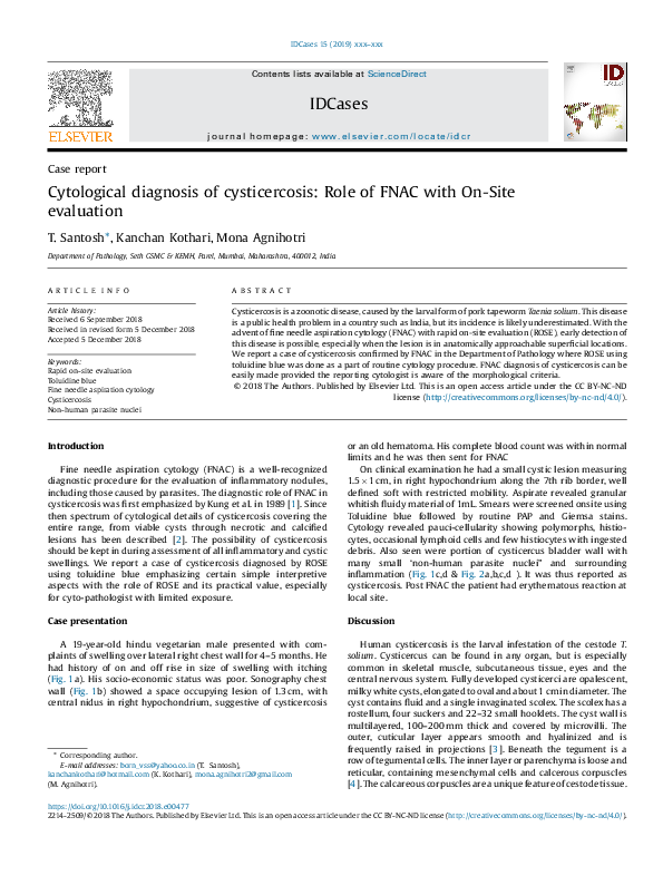 (PDF) Cytological Diagnosis of Cystcercosis: Role of Fnac with Rose