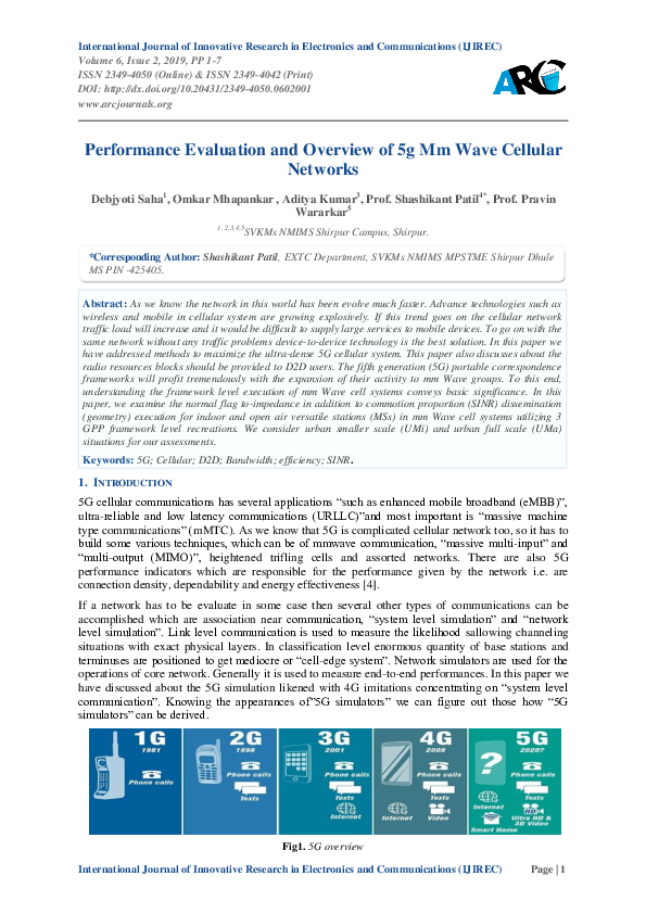(PDF) Performance Evaluation and Overview of 5g Mm Wave Cellular Networks