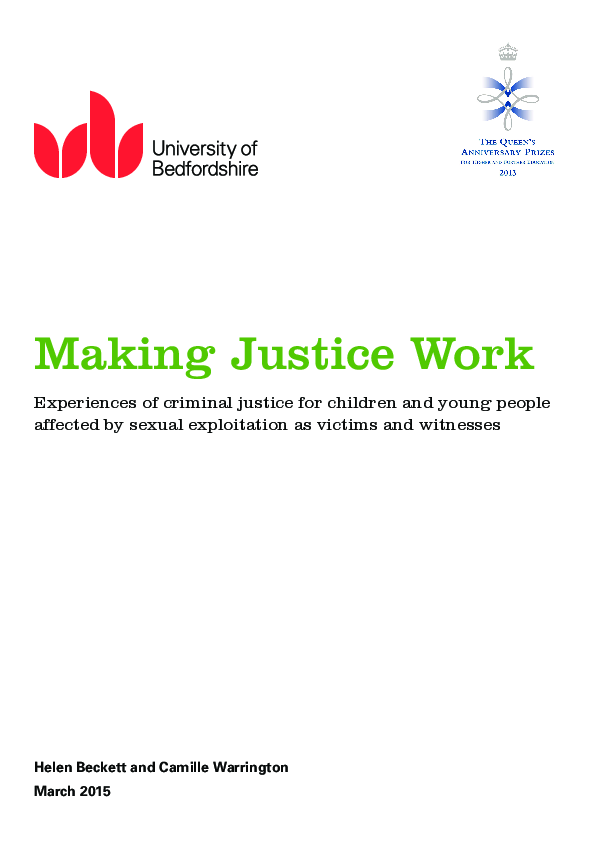 (PDF) Making justice work : experiences of criminal justice for ...