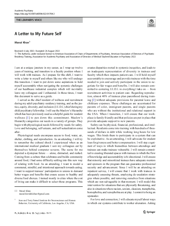 (PDF) A Letter to My Future Self