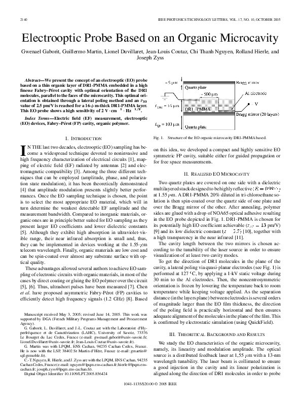 (PDF) Electrooptic probe based on an organic microcavity