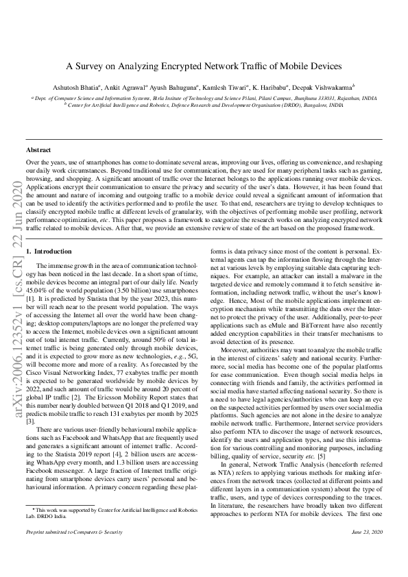 (PDF) A survey on analyzing encrypted network traffic of mobile devices