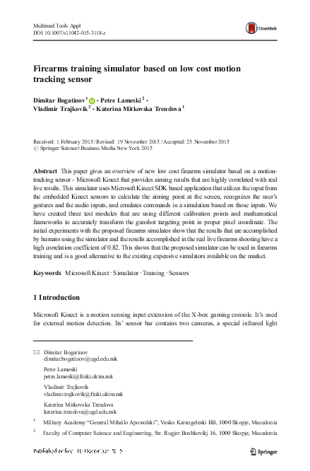 (PDF) Firearms training simulator based on low cost motion tracking sensor