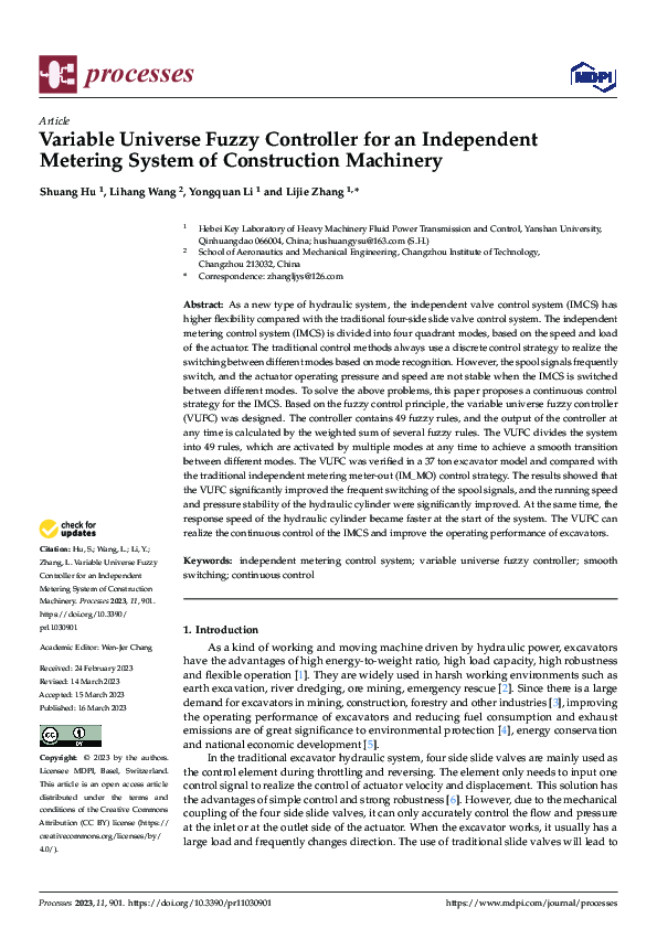 (PDF) Variable Universe Fuzzy Controller for an Independent Metering System of Construction ...