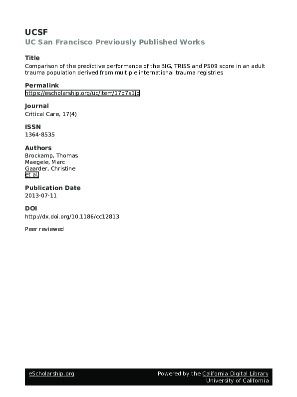 (PDF) Comparison of the predictive performance of the BIG, TRISS, and ...