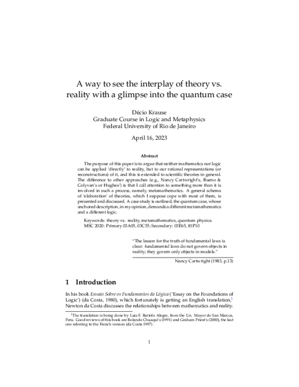(PDF) A way to see the interplay of theory vs. reality with a glimpse ...