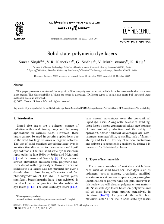 (PDF) Solid-state polymeric dye lasers