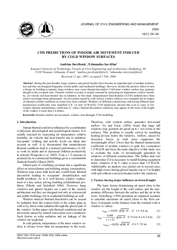 (PDF) CFD Predictions of Indoor Air Movement Induced by Cold Window ...