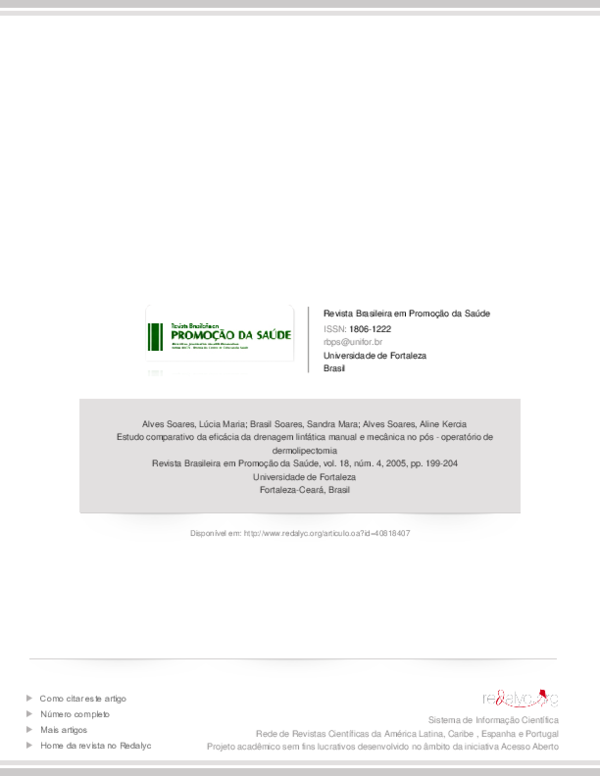 (PDF) Estudo comparativo da eficácia da drenagem linfática manual e ...