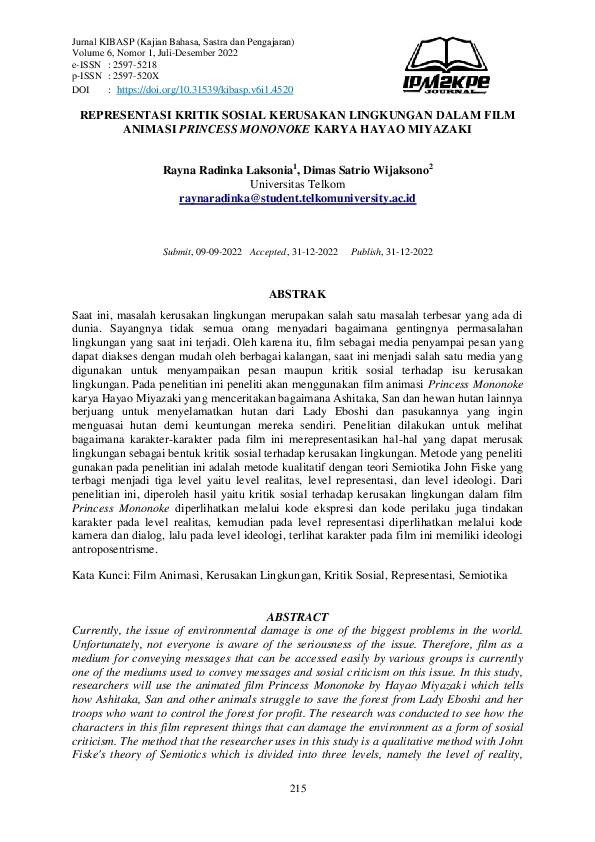 (PDF) Representasi Kritik Sosial Kerusakan Lingkungan dalam Film ...