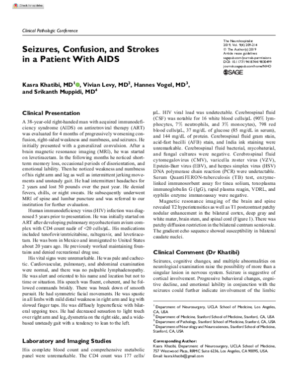 (PDF) Seizures, Confusion, and Strokes in a Patient With AIDS