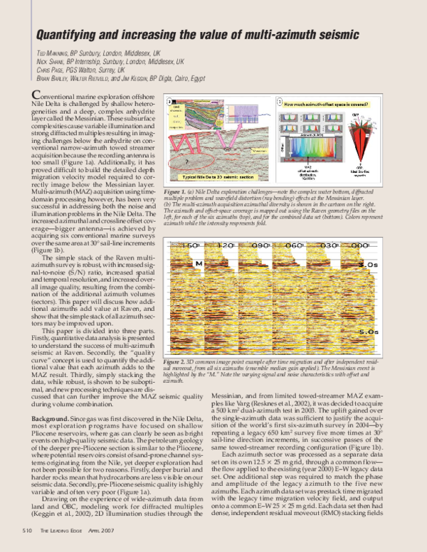 (PDF) Quantifying and increasing the value of multi-azimuth seismic