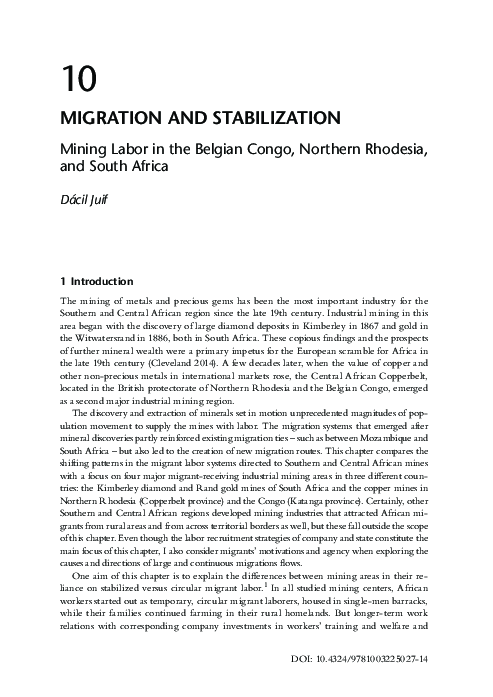 (PDF) MIGRATION AND STABILIZATION Mining Labor in the Belgian Congo ...
