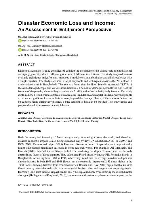 (PDF) Disaster Economic Loss and Income