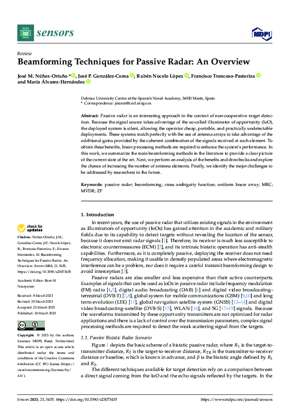 (PDF) Beamforming Techniques for Passive Radar: An Overview