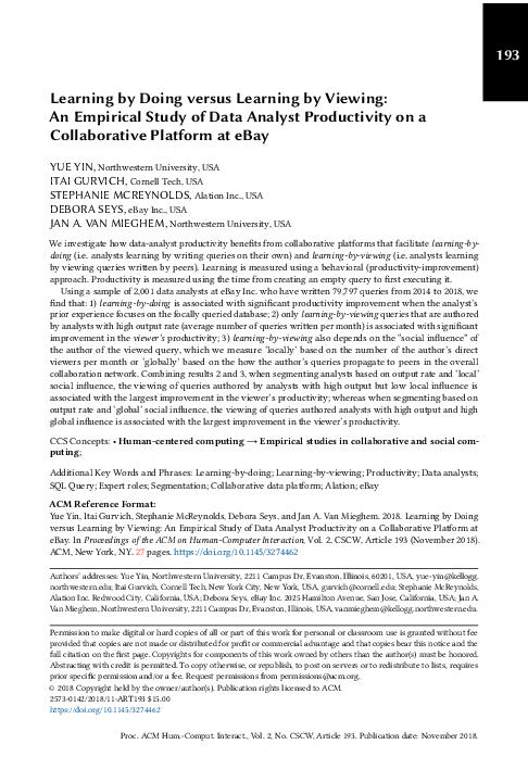 (PDF) Learning by Doing versus Learning by Viewing | Stephanie McReynolds - Academia.edu