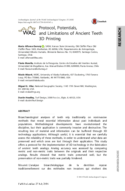 (PDF) Protocol, Potentials, and Limitations of Ancient Teeth 3D Printing