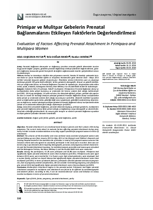 (PDF) Evaluation of Factors Affecting Prenatal Attachment In Primipara ...