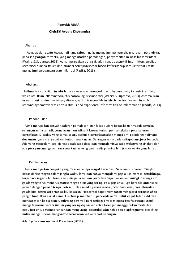 (DOC) Artikel penyakit ASMAA | Siti Ayesha Khoirunnisa - Academia.edu