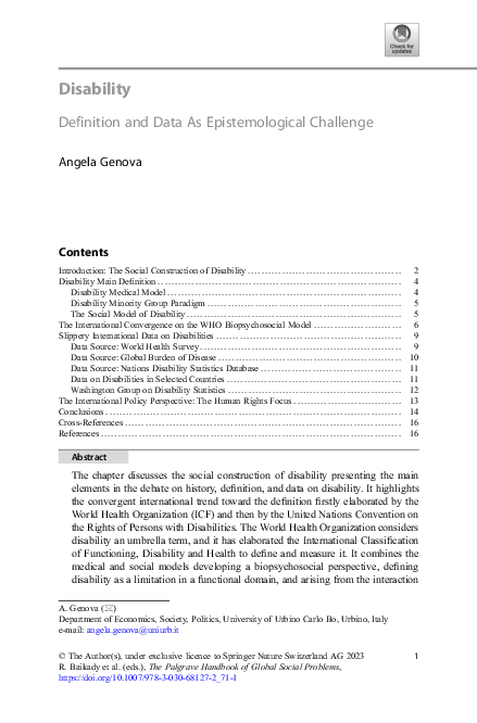 (PDF) Disability. Definition and Data As Epistemological Challenge