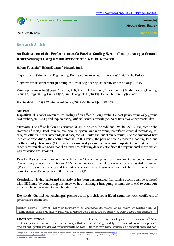 (PDF) An Estimation of the Performance of a Passive Cooling System Incorporating a Ground Heat ...