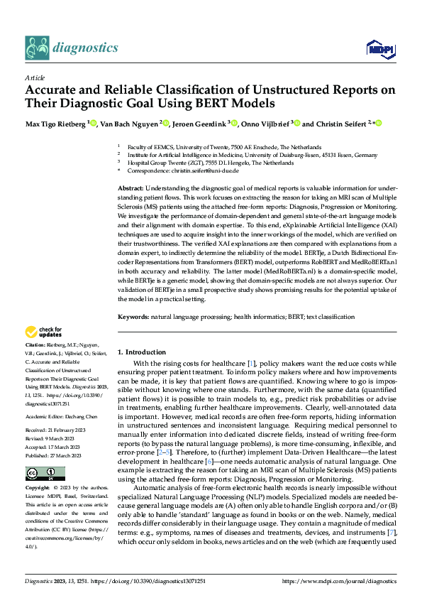 (PDF) Accurate and Reliable Classification of Unstructured Reports on Their Diagnostic Goal ...