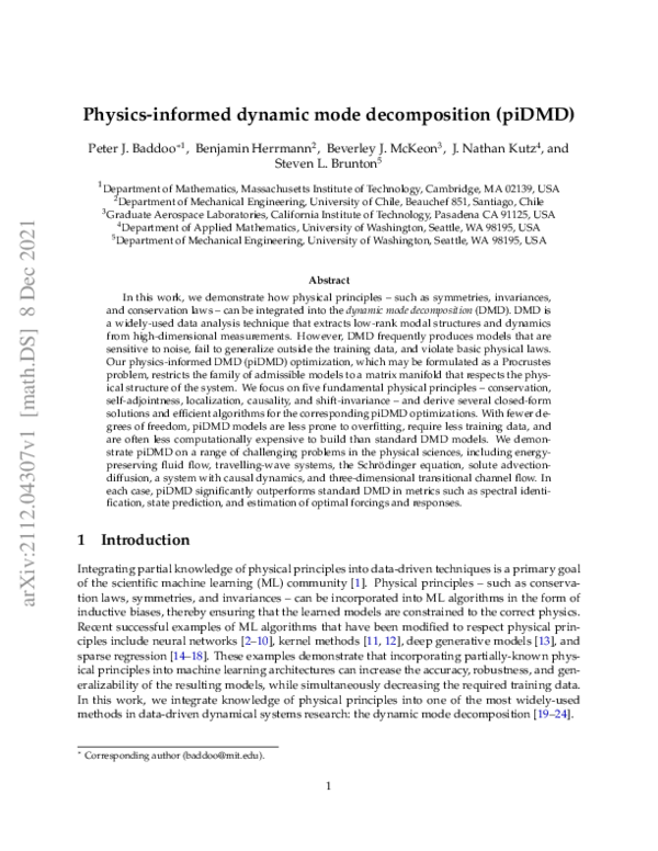 (PDF) Physics-Informed Dynamic Mode Decomposition