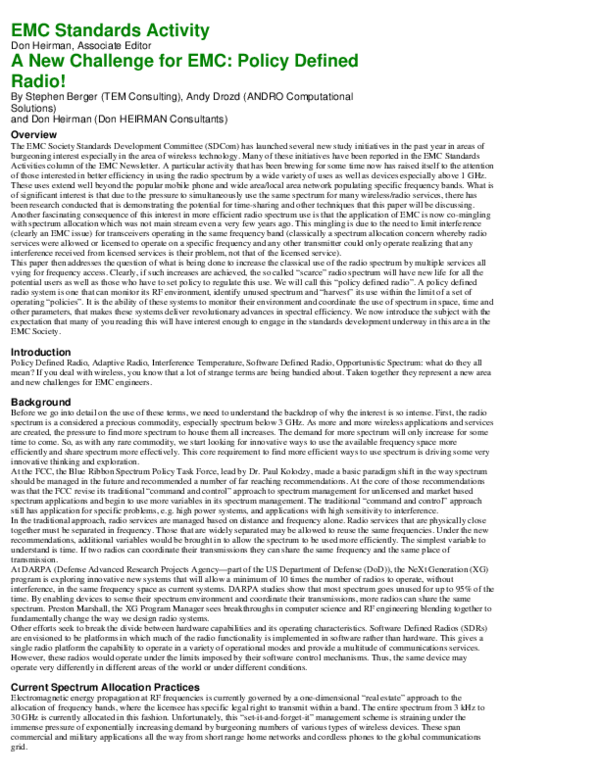 (PDF) A New Challenge for EMC : Policy Defined Radio ! | Stephen Berger ...